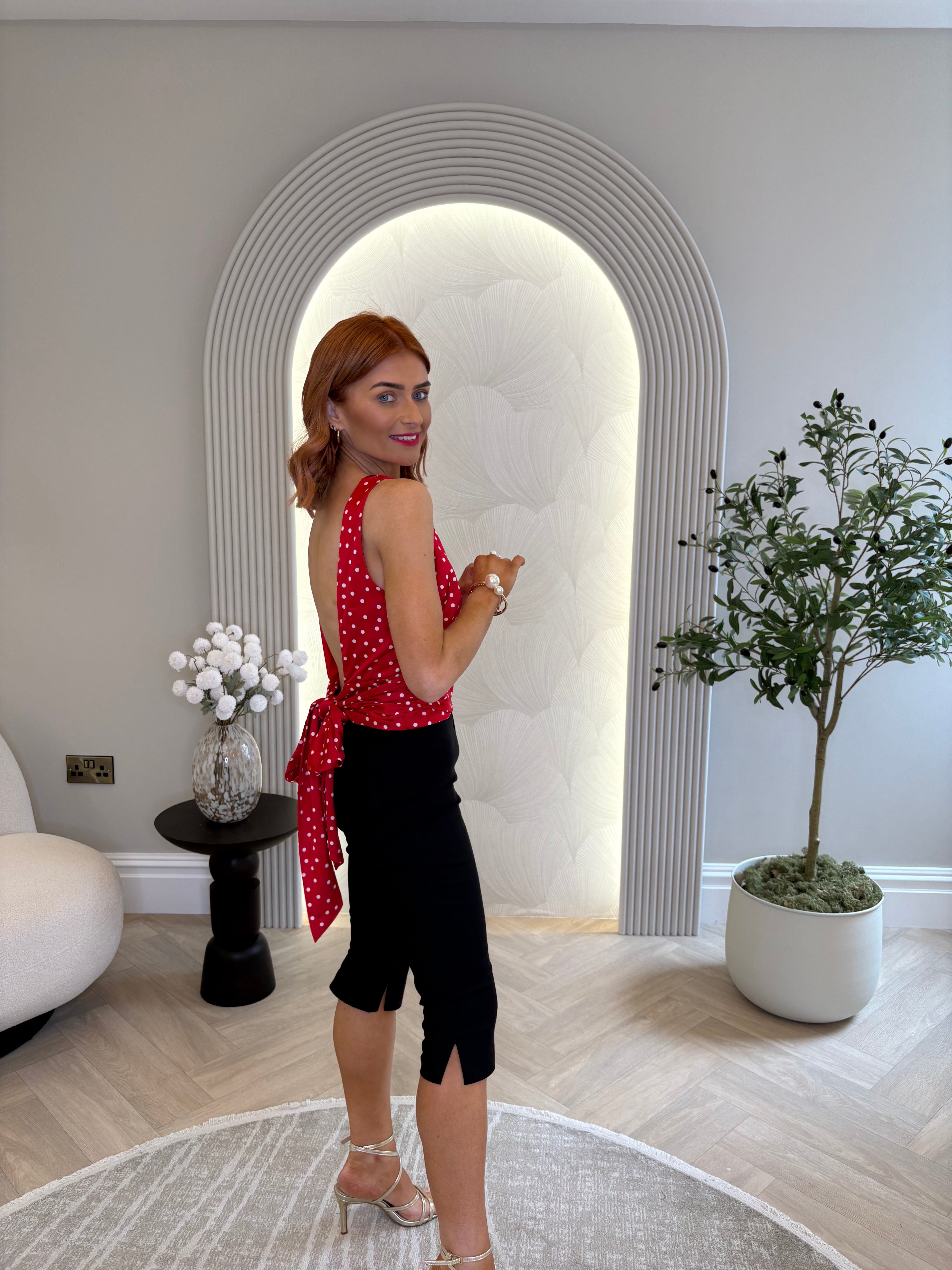 Kirsty Polka Dot Top Red/White – Stable Lane Boutique