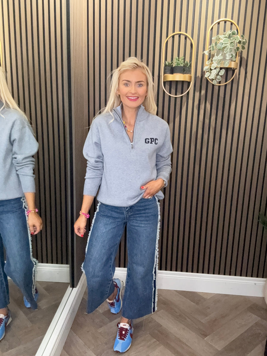 KNIT HALF ZIP IN STONE – Stable Lane Boutique