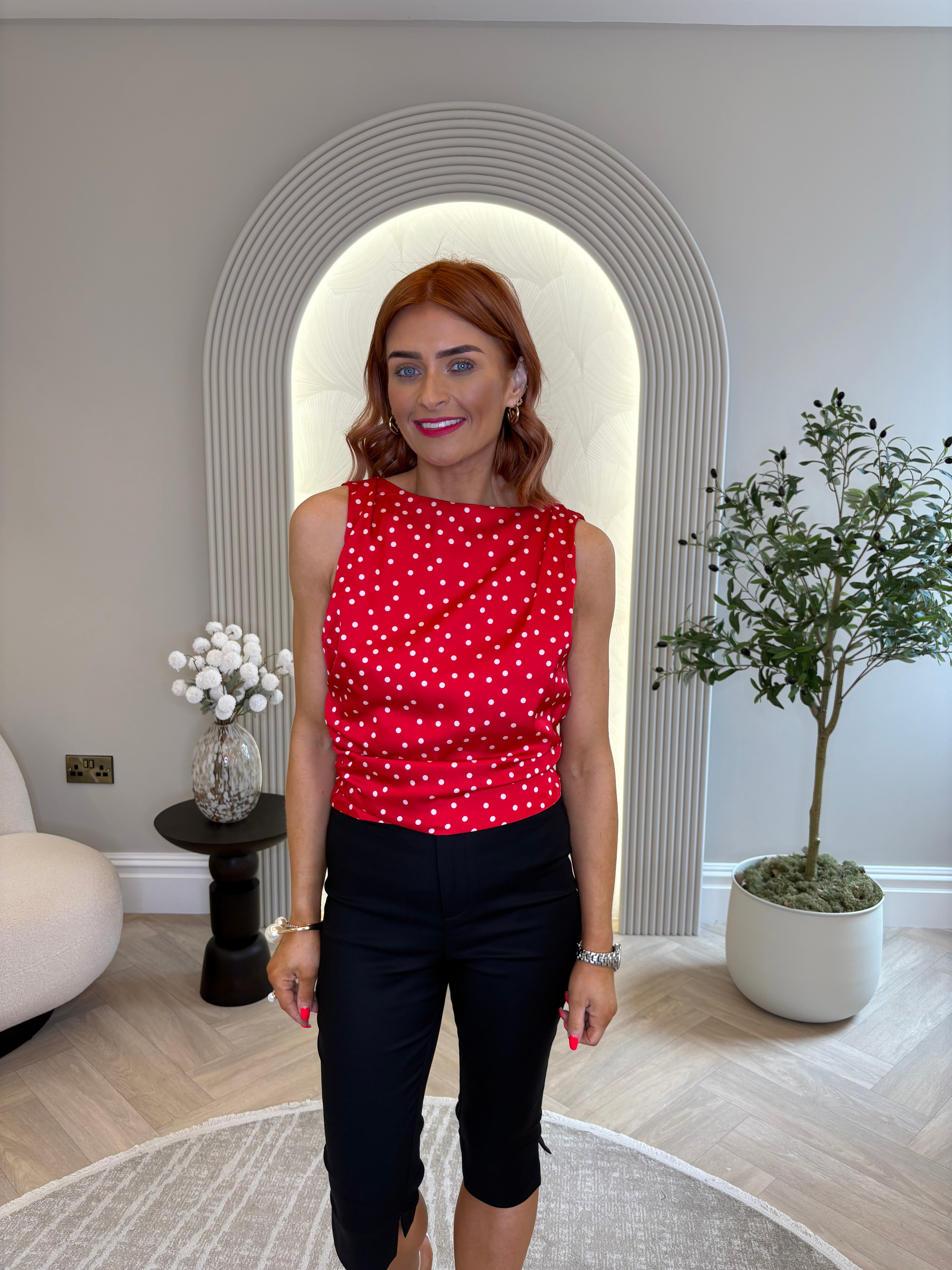 Kirsty Polka Dot Top Red/White – Stable Lane Boutique